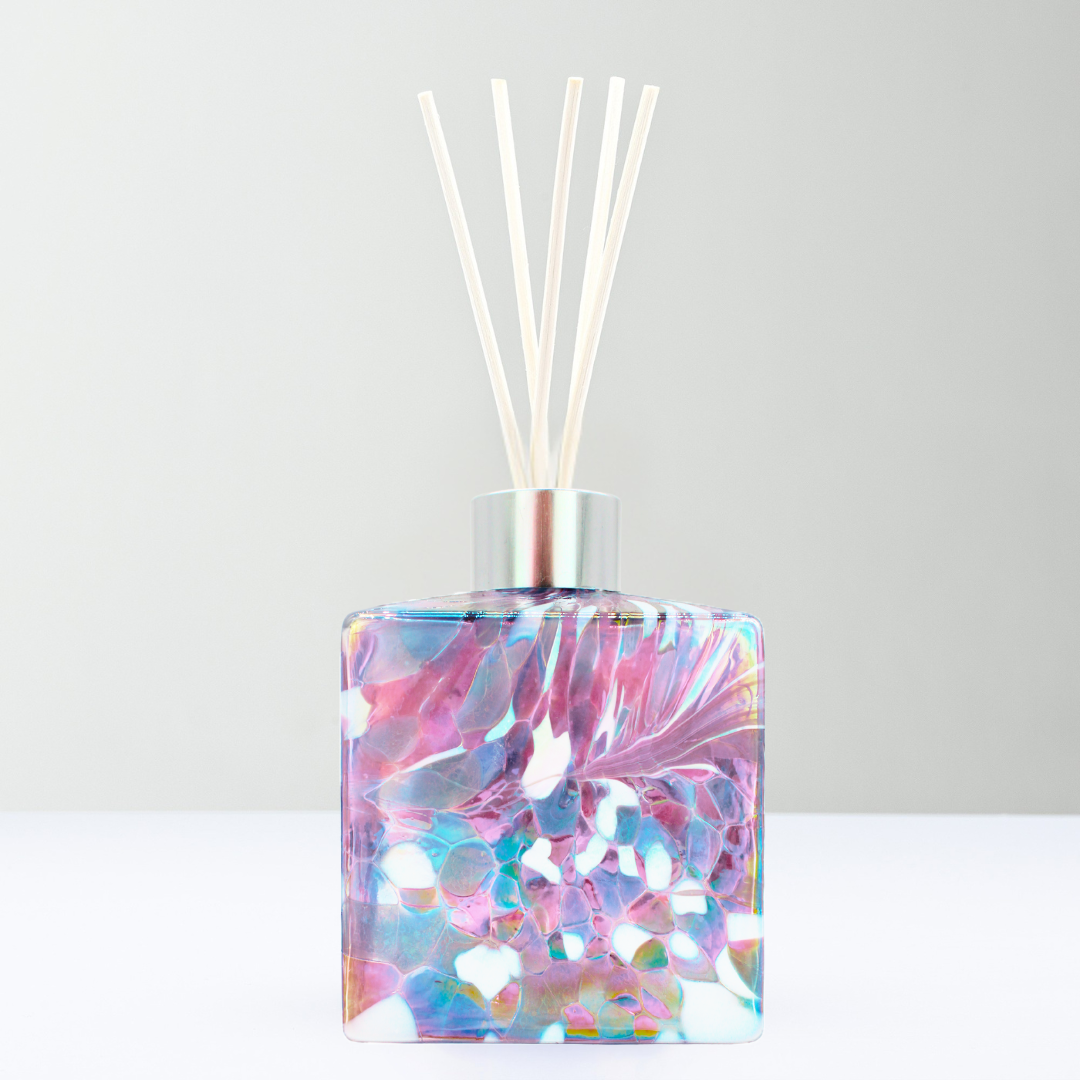 Blue & Pink Square Reed Diffuser – Handcrafted Glass Bottle (No Oil ...